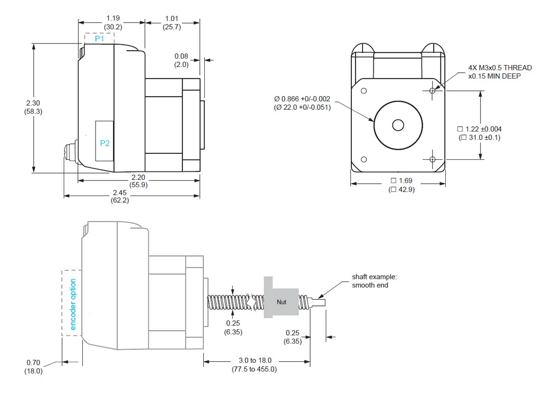 MDrive® Plus MLM1 NEMA 17 External Linear Step/direction input IP20 ...